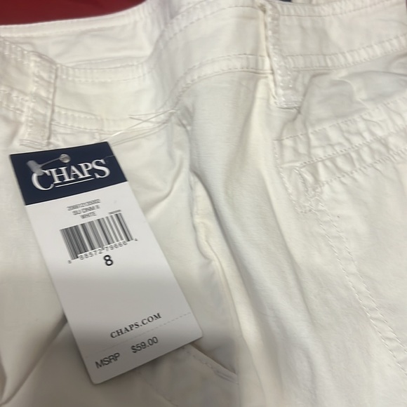 Chaps | Pants & Jumpsuits | Brand New White Denim Cargo Capri With ...